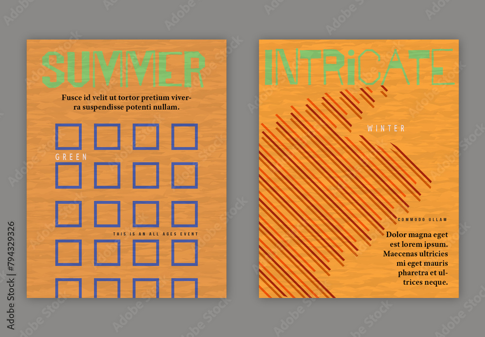 US Letter Flyer Simple Geometric Shapes Retro Colored Textured Stock ...