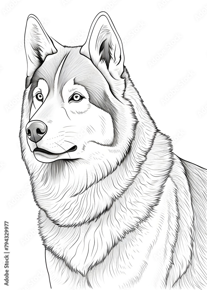 Husky Coloring Page, Husky Line Art coloring page, Husky Outline ...