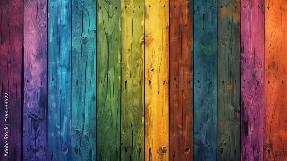 Colorful wooden background with rainbow colored wood planks, rainbow ...
