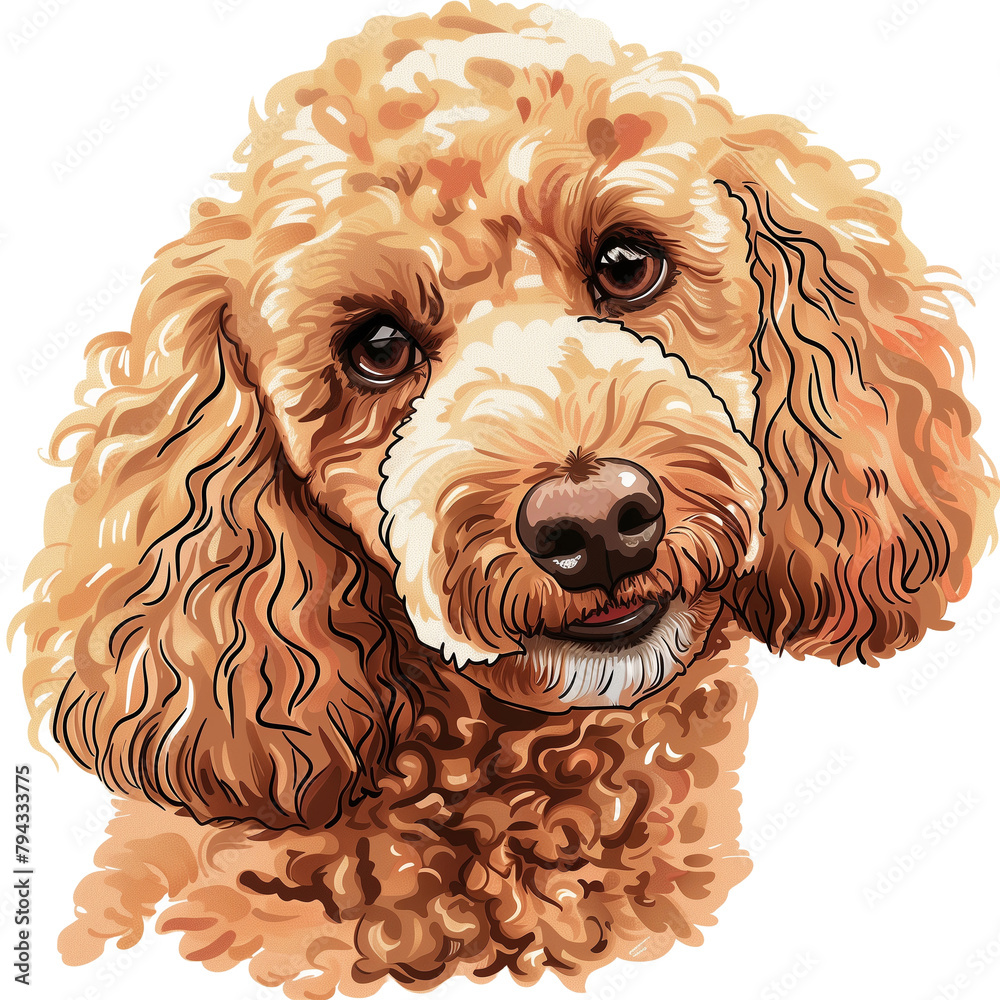 beautiful portrait of a poodle, isolated on a transparant background ...