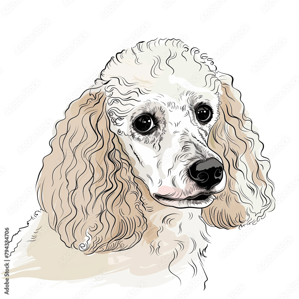 beautiful portrait of a poodle, isolated on a transparant background ...