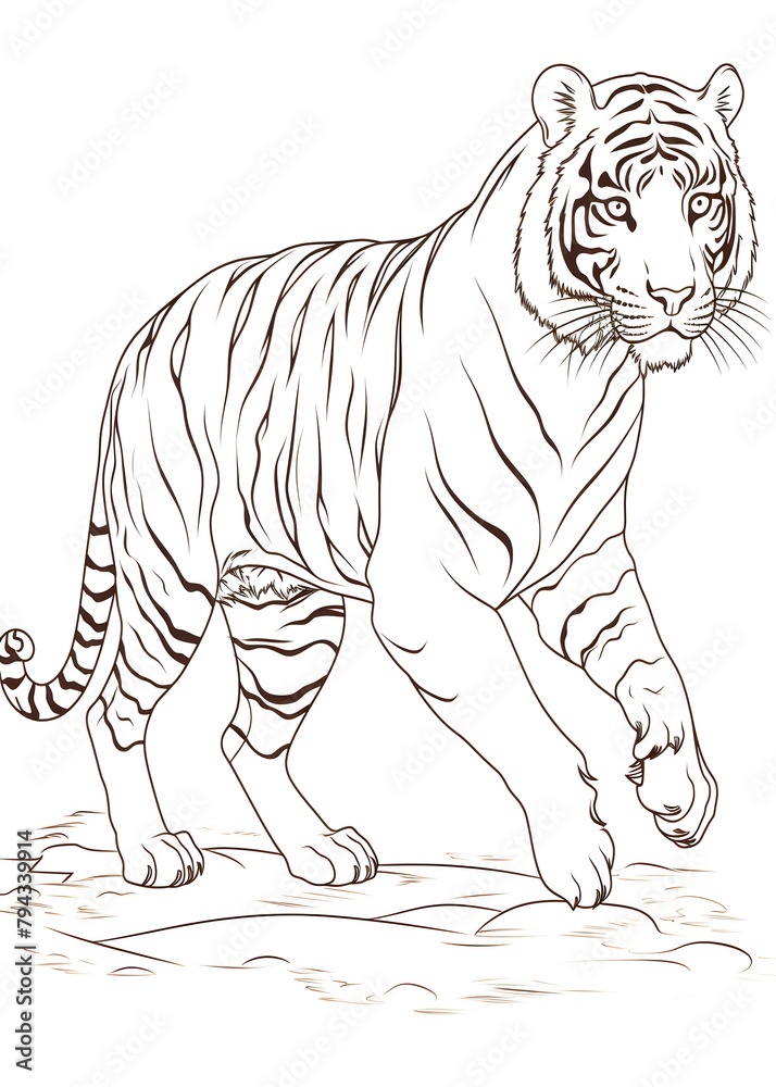 Tiger Coloring Page, Tiger Line Art coloring page, Tiger Outline ...