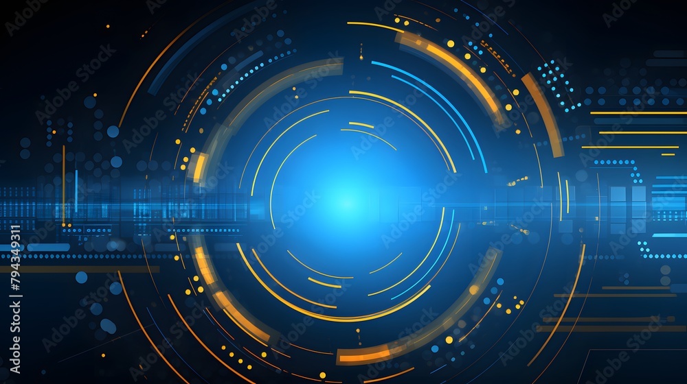 yellow and blue Abstract technology background circles digital hi-tech ...