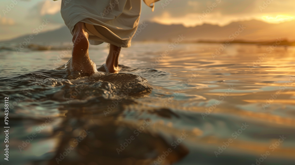 Captured in slow motion, Jesus' footsteps create mesmerizing patterns ...