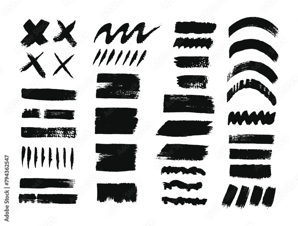 Paint brush strokes element set. Grunge strokes texture designs ...