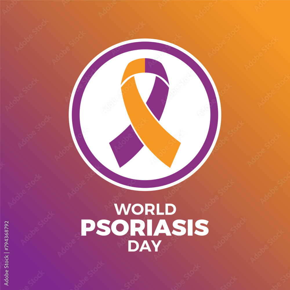 World Psoriasis Day poster vector illustration. Purple, orange color ...