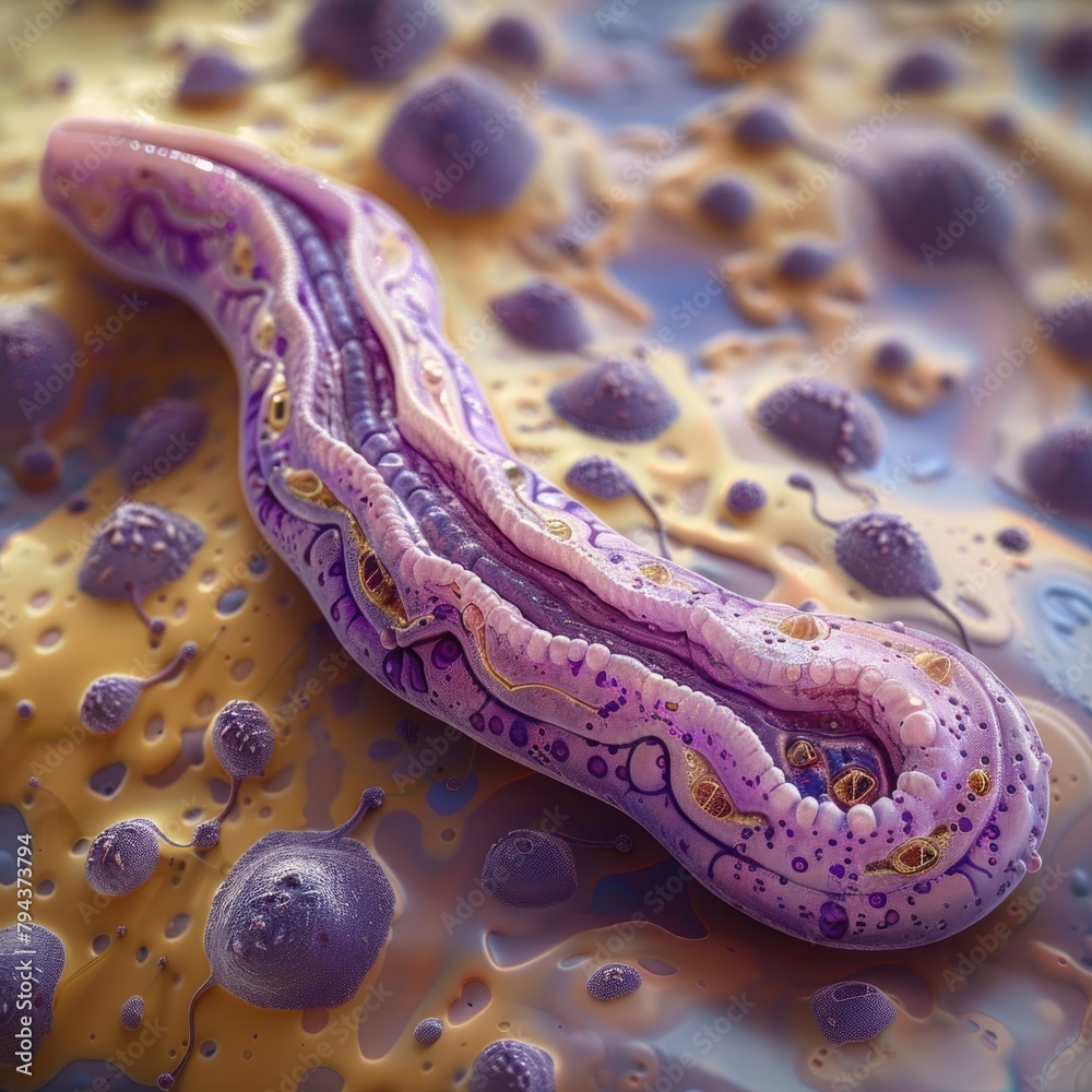 Detailed Microscopic View of Parasitic Nematode Worm Anatomy and ...