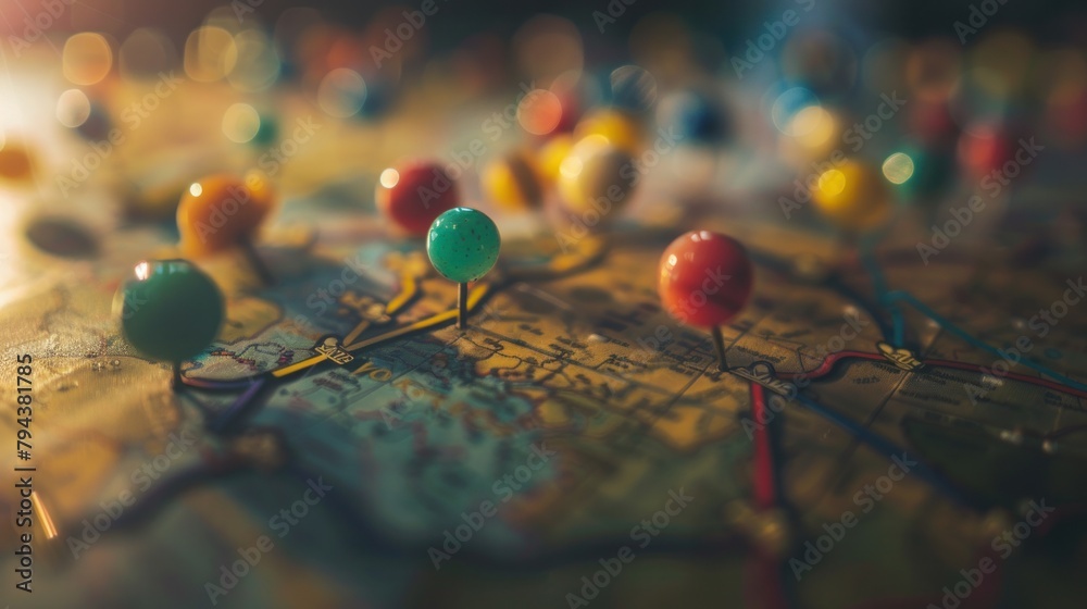 A useful visualization with pins attached to a map, clearly marking ...