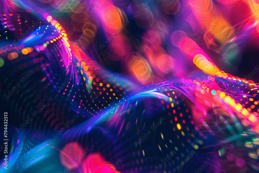 Vibrant abstract background with pulsating neon lights and morphing ...