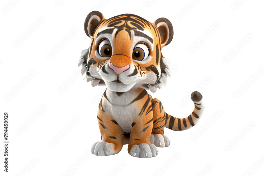 Cartoon kind tiger cub on a transparent background Stock Illustration ...