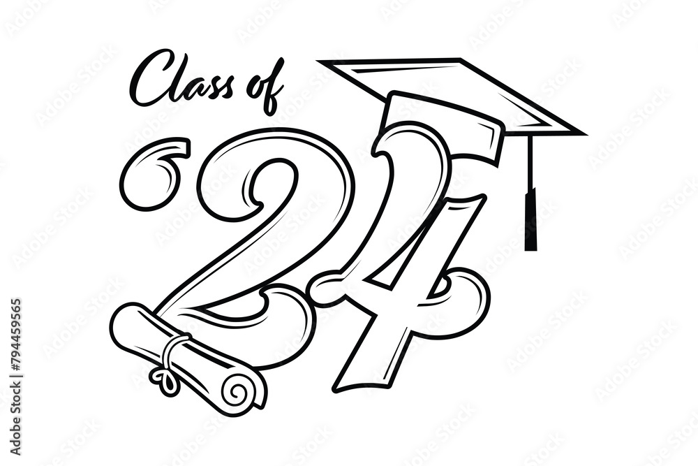 Class of 2024 typography design vector. Text for design, congratulation ...