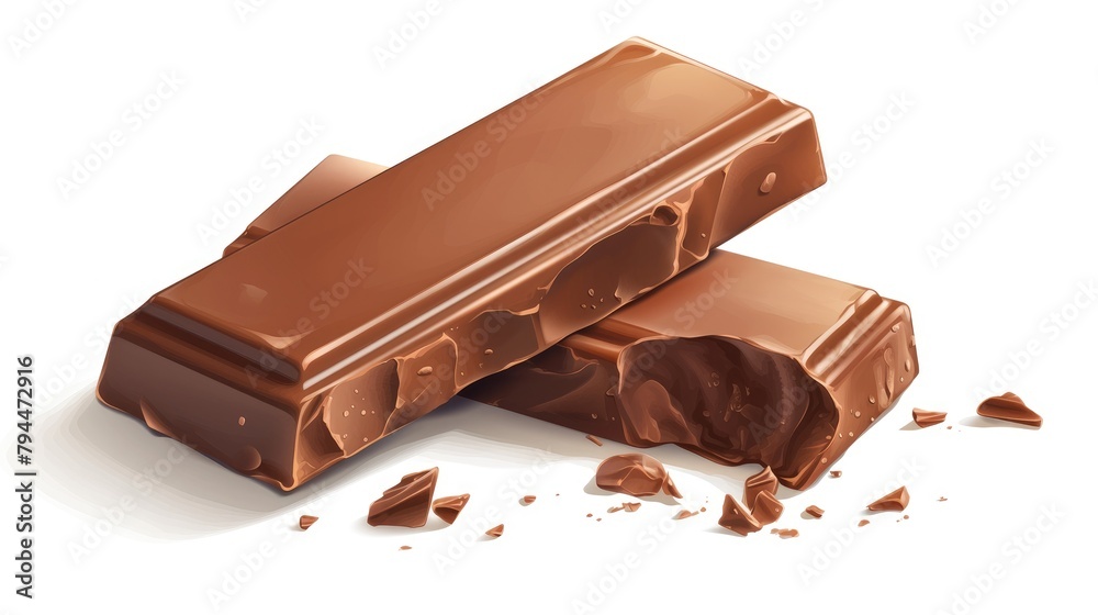 A realistic 2d illustration of a delectable milk chocolate bar in ...