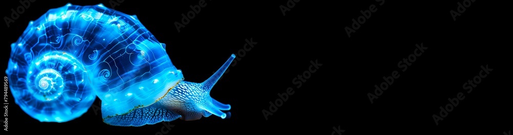 bioluminescent sea snail shell deep blue luminous ethereal mollusc ...