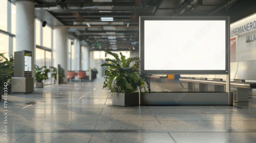 Blank mockup of a digital signage screen in a government building ...