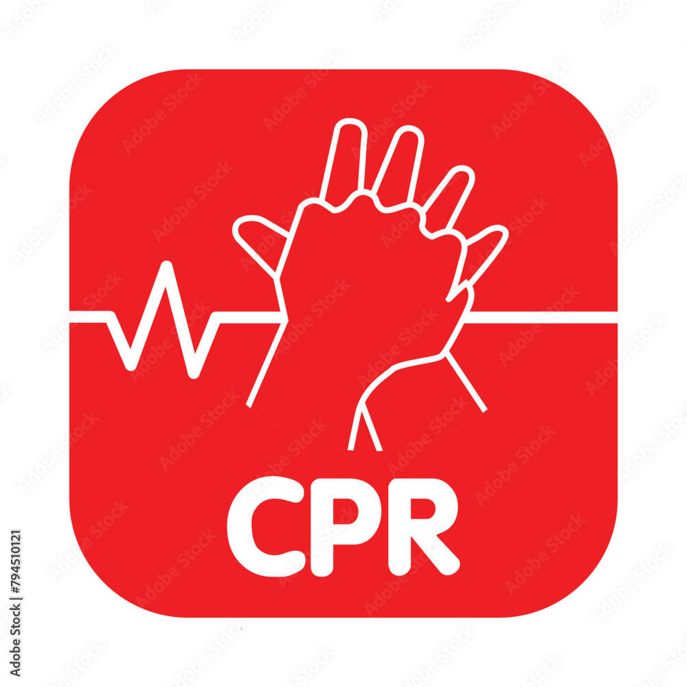 CPR logo. Medical resuscitation In an emergency. Vector clipart medical ...