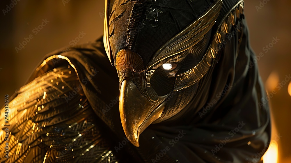 Visual representation of the Egyptian god Horus with eyes shining with ...