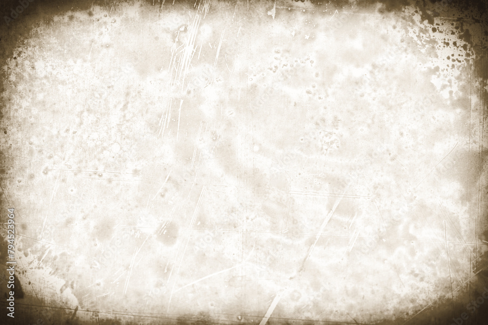 Sepia vintage photo lens vignette template with strong dust and ...
