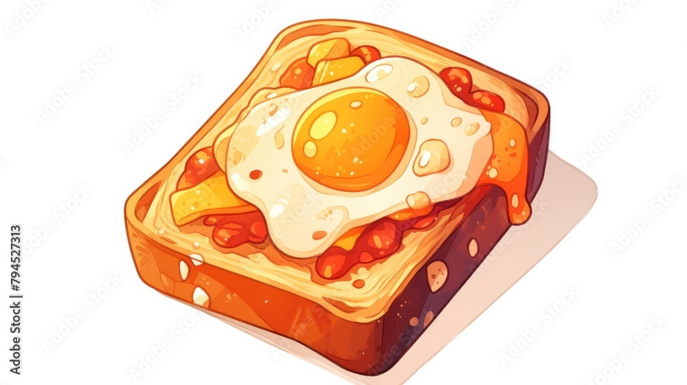 Illustration of a scrumptious sausage and cheese toast icon This ...