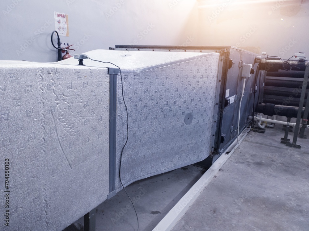 Installation Duct Air lines of Industrial ventilation Air handling unit ...