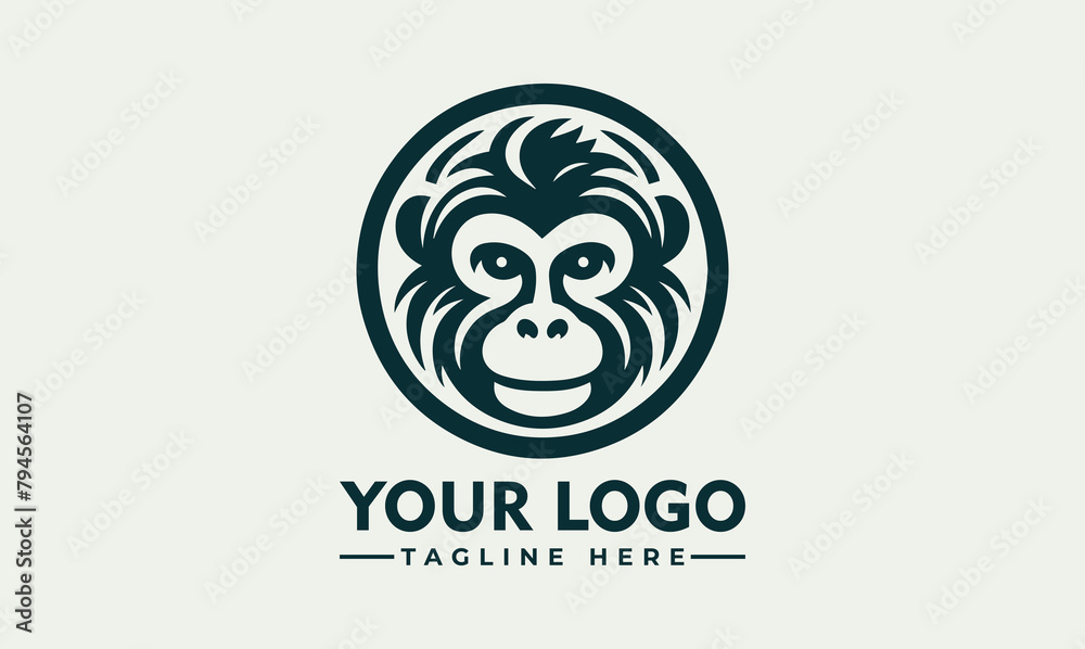 simple monkey Animal vector illustration Geek monkey logo Chimpanzee ...