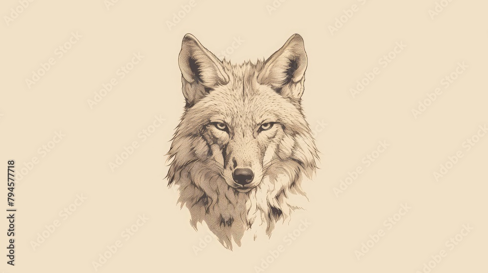2d drawing of a Coyote head with easy editing capabilities featuring ...