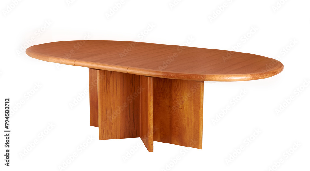 Vintage round table with unique star base. Mid-Century Modern teak ...