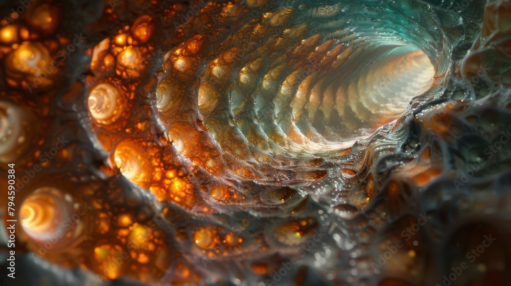 A multidimensional fractal structure seemingly shifting and evolving as ...