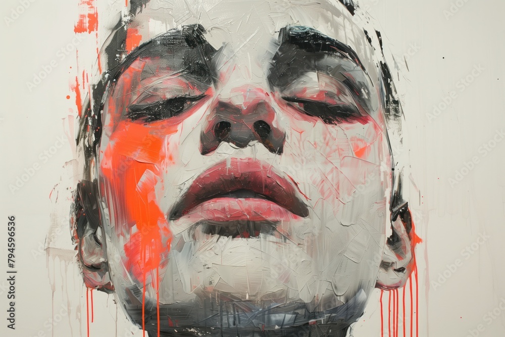 Psychological condition. Close up art portrait girl's face. Concept ...