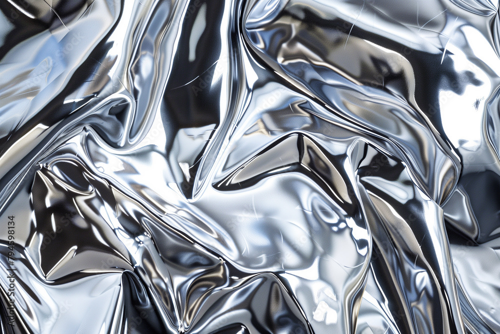 Silver Shiny Metallic holographic chrome foil vaporwave background ...