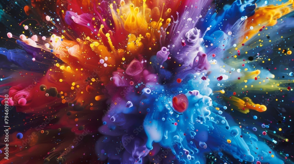 A mix of chemical compounds erupts into a glorious display of bright ...