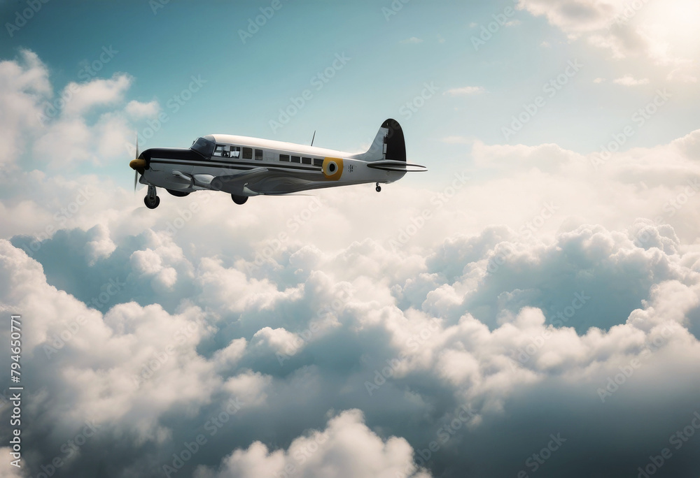 'airplane classic blank banner pulling text white illustration d ...