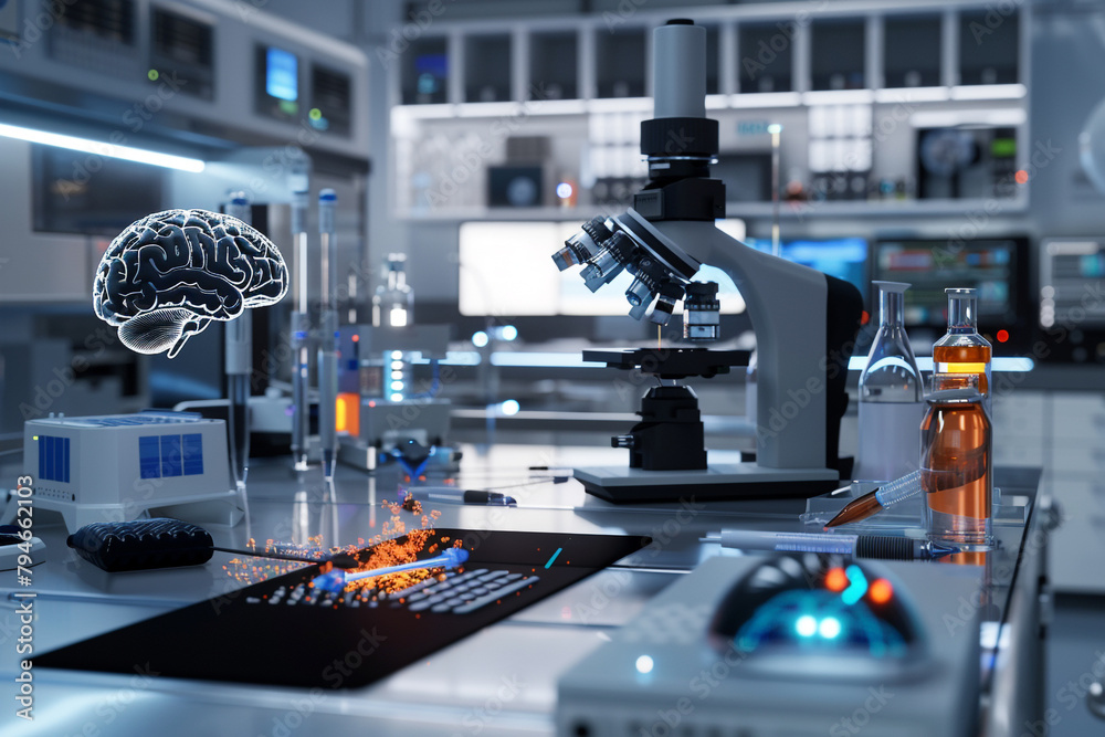 Foto de Ultra-realistic image of a brain-computer interface being ...