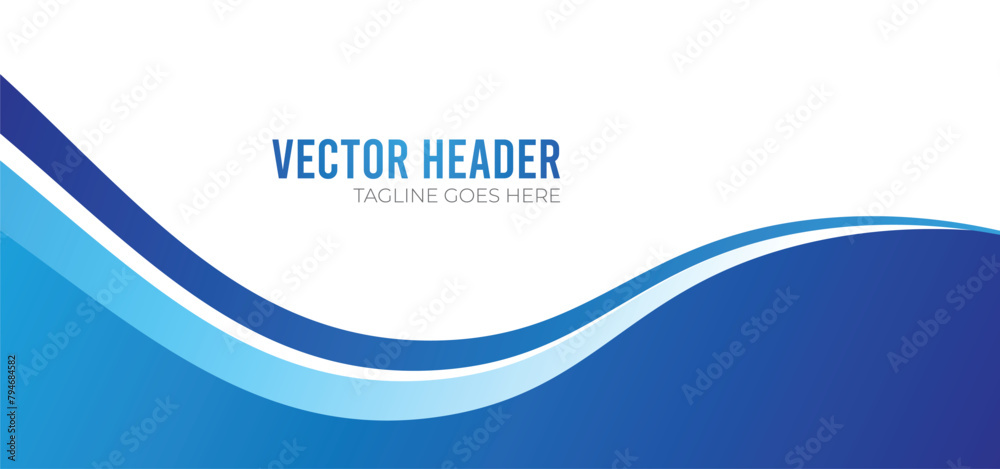 Abstract blue wave banner background with dynamic curve shapes ...