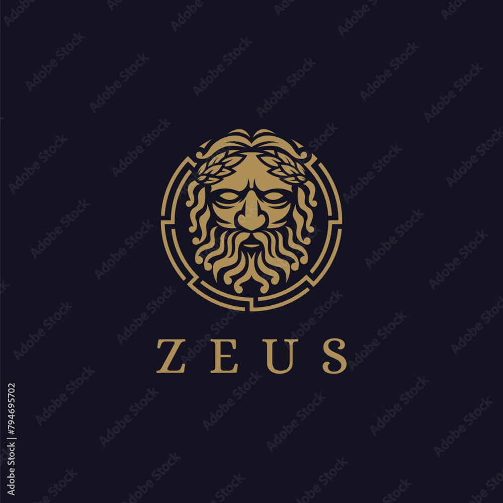Zeus God logo icon illustration vector on dark background, Lopiter logo ...