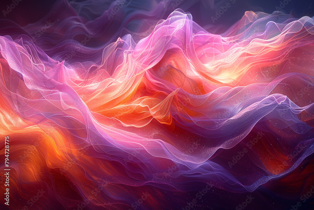 Translucent layers of light overlapping and intertwining, creating a ...