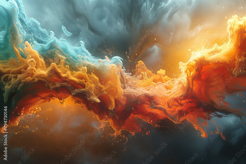Vibrant bursts of color exploding across a digital canvas, painting the ...