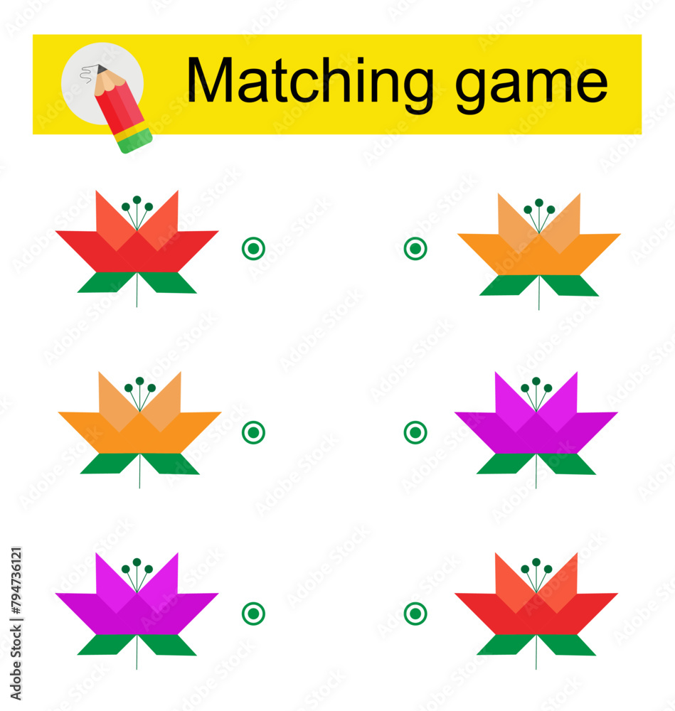 Matching game for kids. Task for the development of attention and logic ...