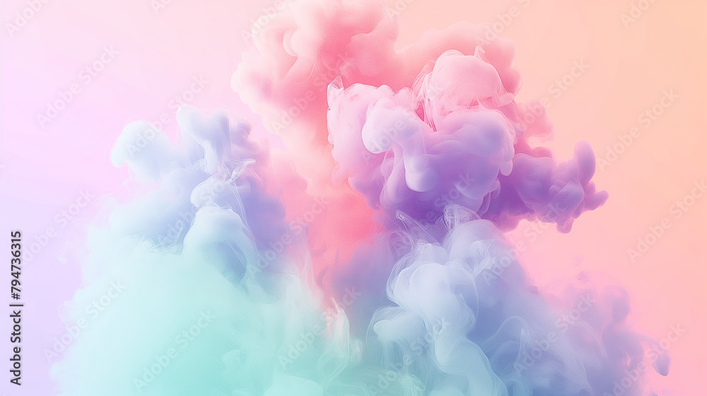 photo of explosion of pastel smoke form center on pastel color ...
