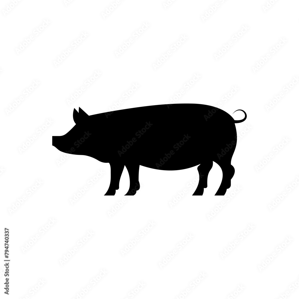 Pig silhouette, icon, vector. Farm pig, glyph, solid icon. Livestock ...