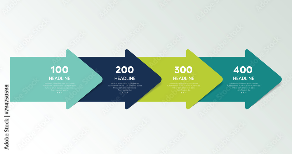 Four step arrow template for presentation. 4 steps options, elements ...