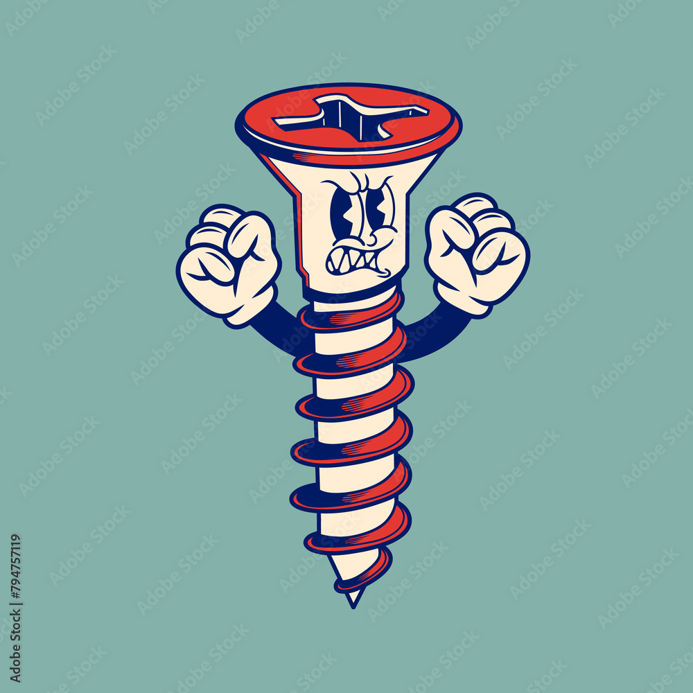 Retro character design of screw Stock Vector | Adobe Stock