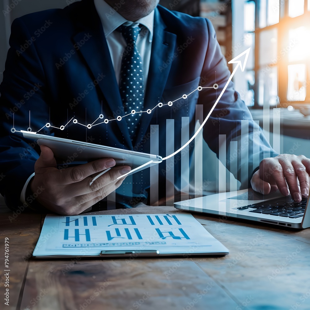 business graph showing growth, Real estate growth graph. 3d ...