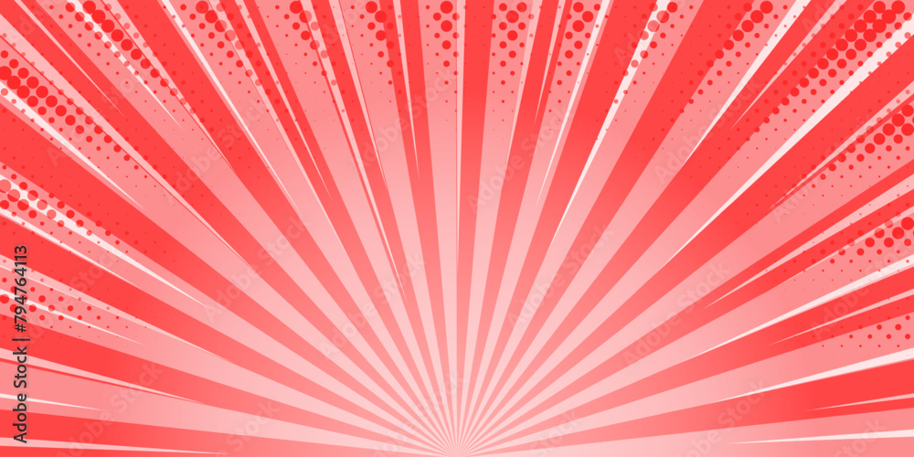 Starburst red comic background. Superhero pop art vector cartoon banner ...