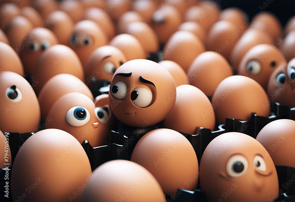 'character cartoon eggs head three-dimensional wearing air aeroplane background balloon banner ...