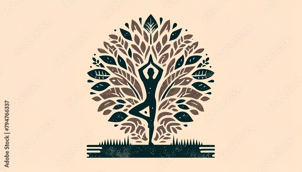 Individual practicing the Tree Pose (Vrikshasana), a balancing standing ...