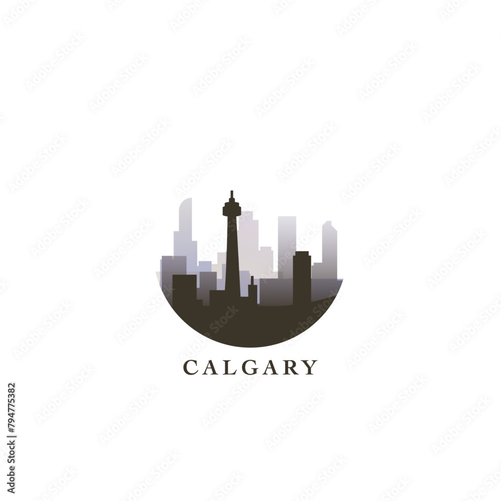 Calgary cityscape, gradient vector badge, flat skyline logo, icon ...