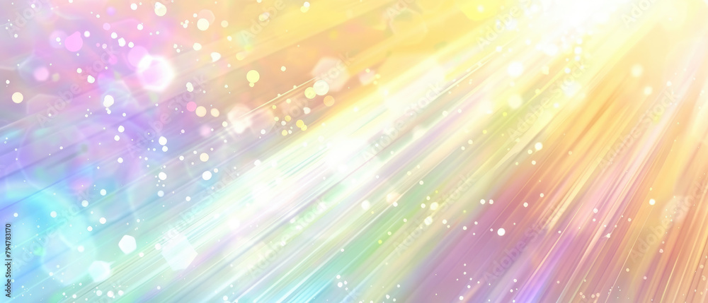 Light aura spiritual energy rays emit white light on rainbow soft color ...