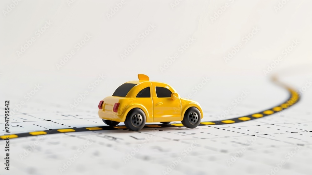 Toy Car Following a Dotted Line Path on White Background - GPS ...