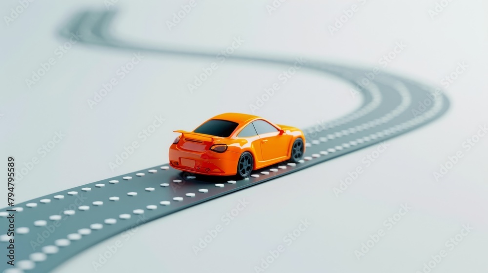 Toy Car Following a Dotted Line Path on White Background - GPS ...
