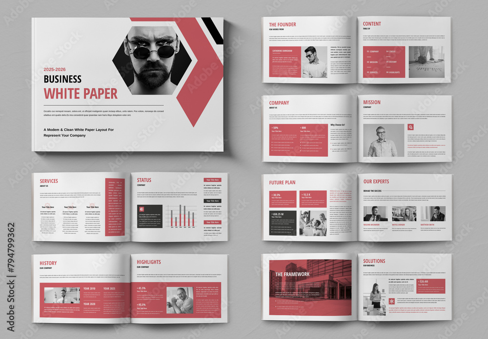 White Paper Layout Design Template Landscape Stock Template | Adobe Stock
